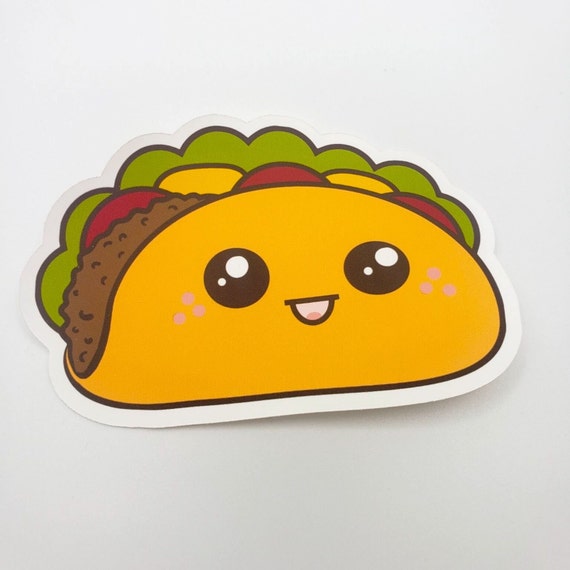 Cute Taco Sticker Taco With Eyes Vinyl Sticker Laptop - Etsy