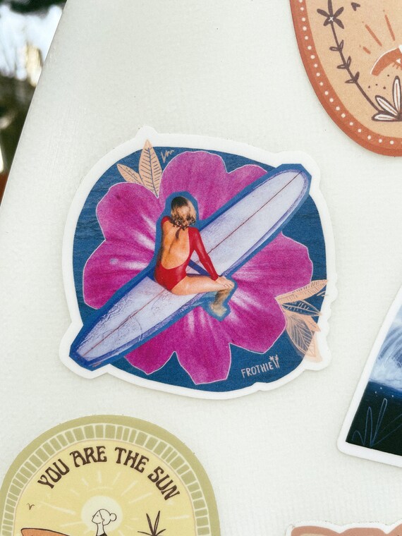 Surfer Girl Sticker Surf Sticker Longboard Sticker Water - Etsy
