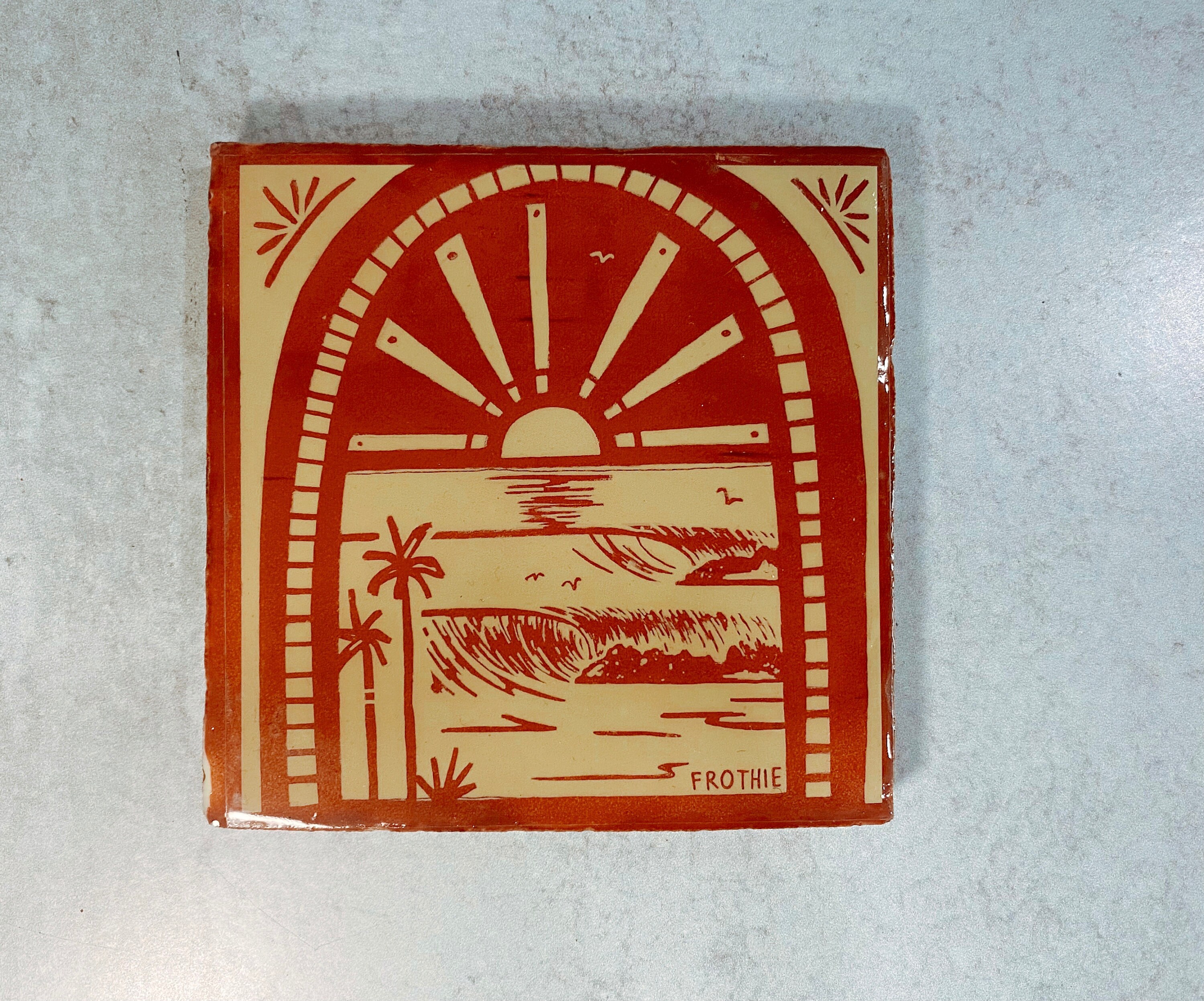 Beach Coaster Set Wave Tile Art Coasters Boho Beach Art Jungalow Vibe ...