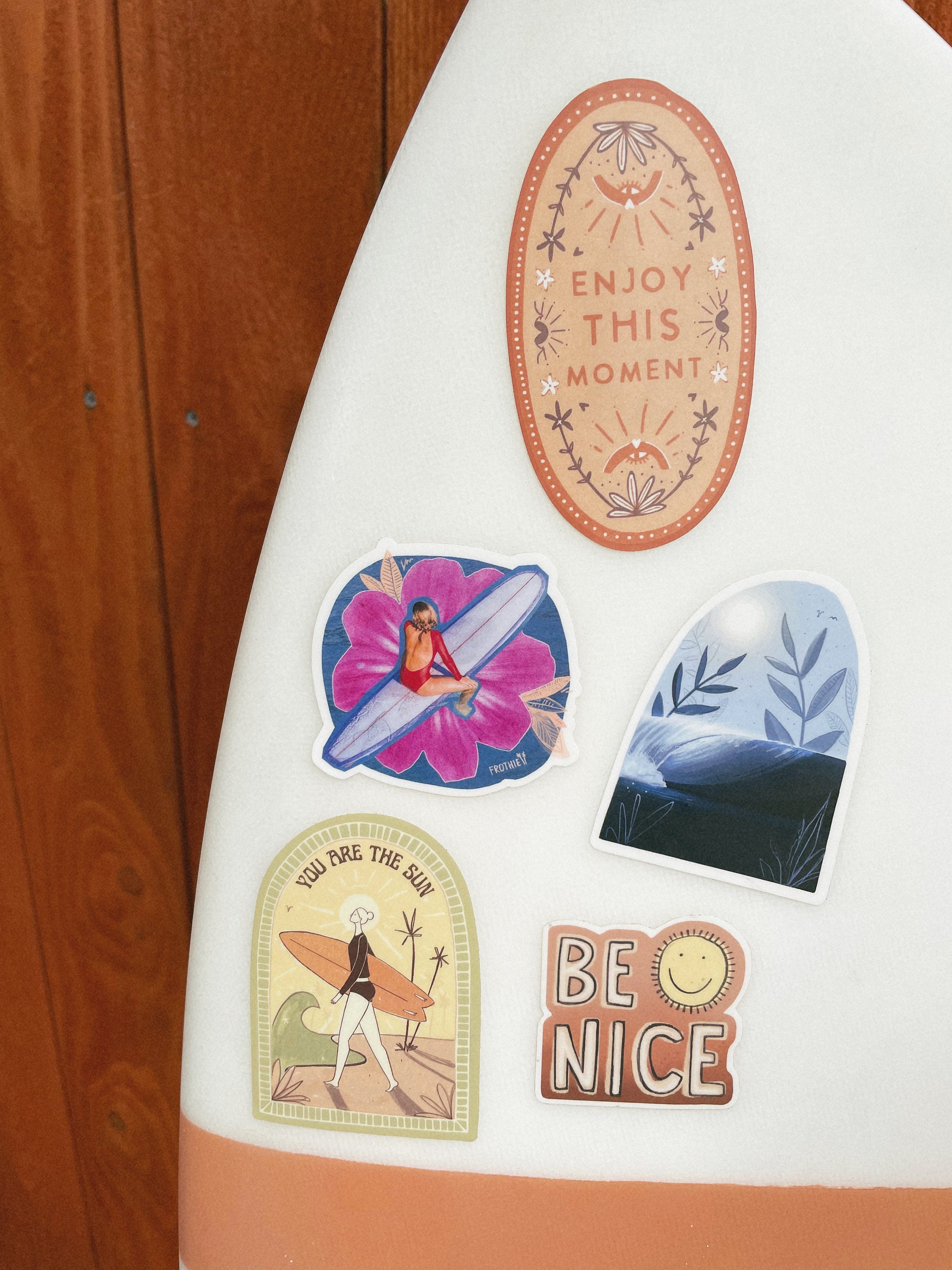 Surfer Girl Sticker Surf Sticker Longboard Sticker Water Bottle Decal ...