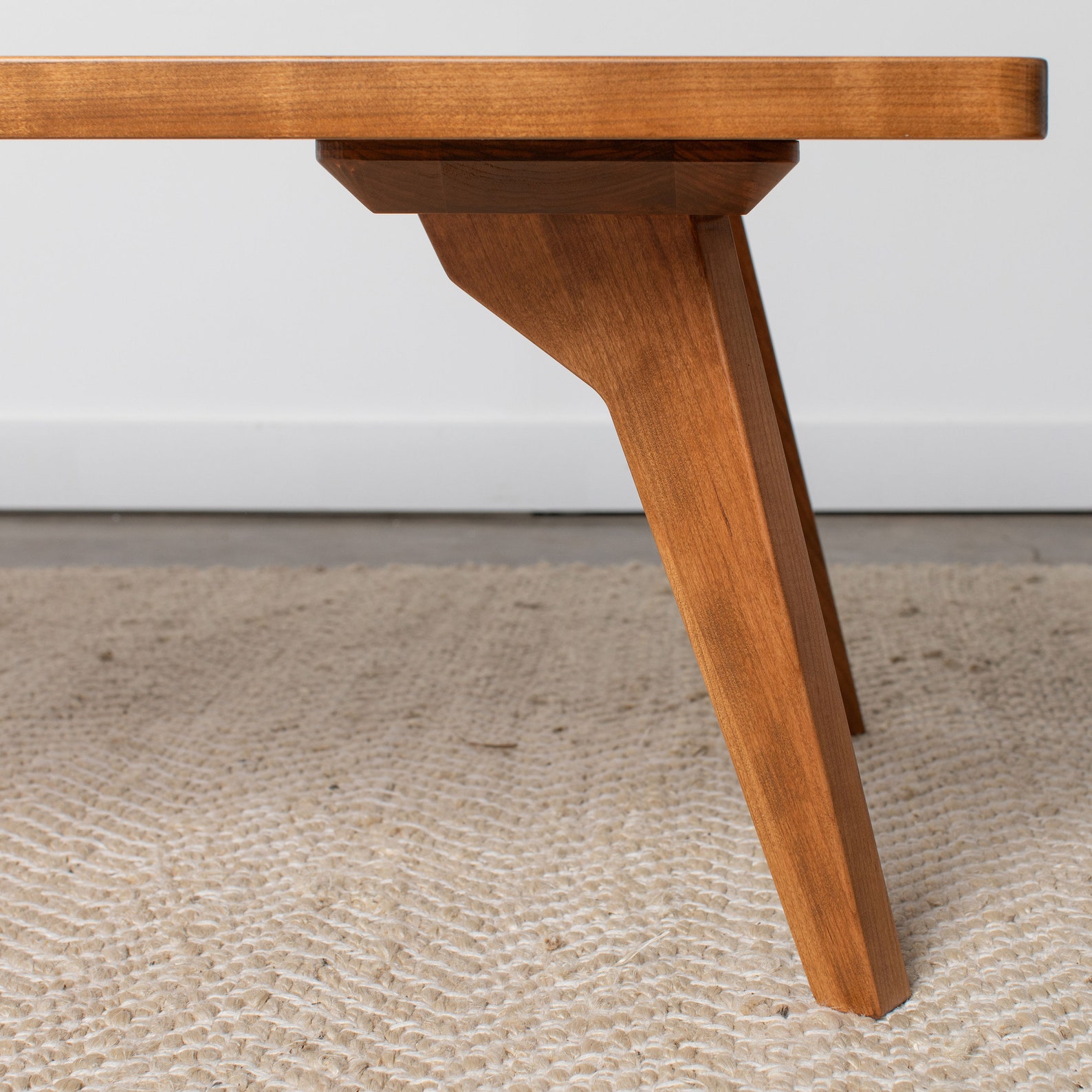 Mid-century Inspired Solid Cherry Wood Coffee Table With Angled Legs - Etsy