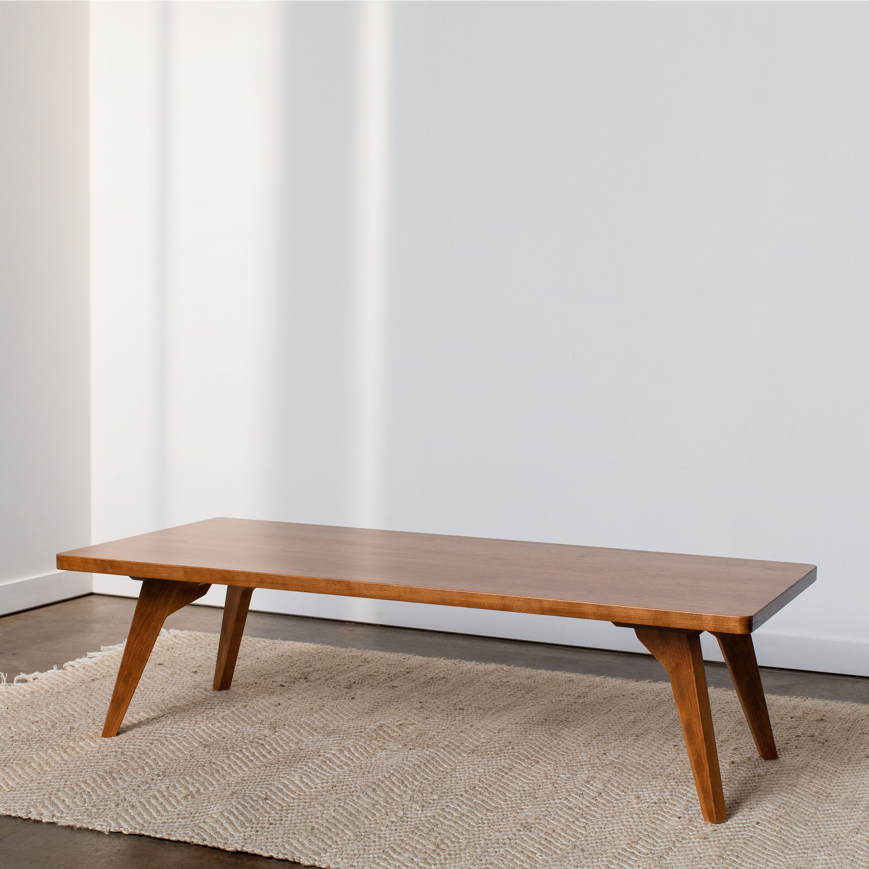 Mid-century Inspired Solid Cherry Wood Coffee Table With Angled Legs - Etsy