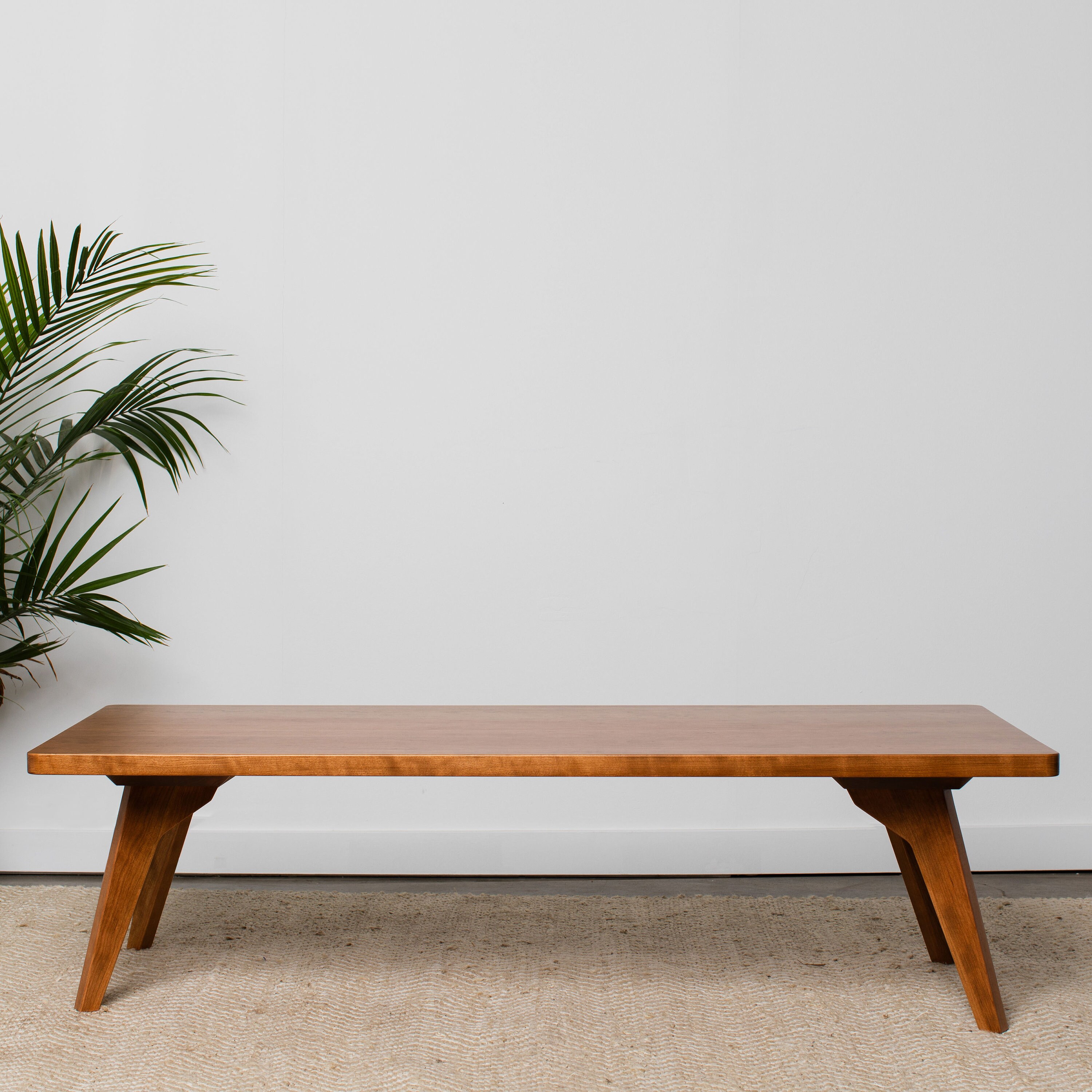 Mid-century Inspired Solid Cherry Wood Coffee Table With Angled Legs - Etsy