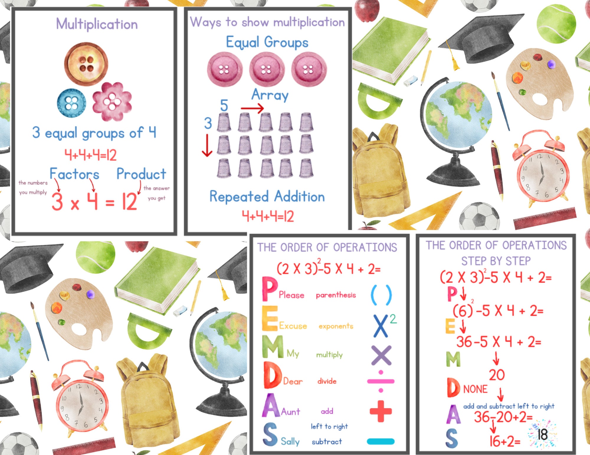 Math Reference Cards/ 1st-5th Grade - Etsy