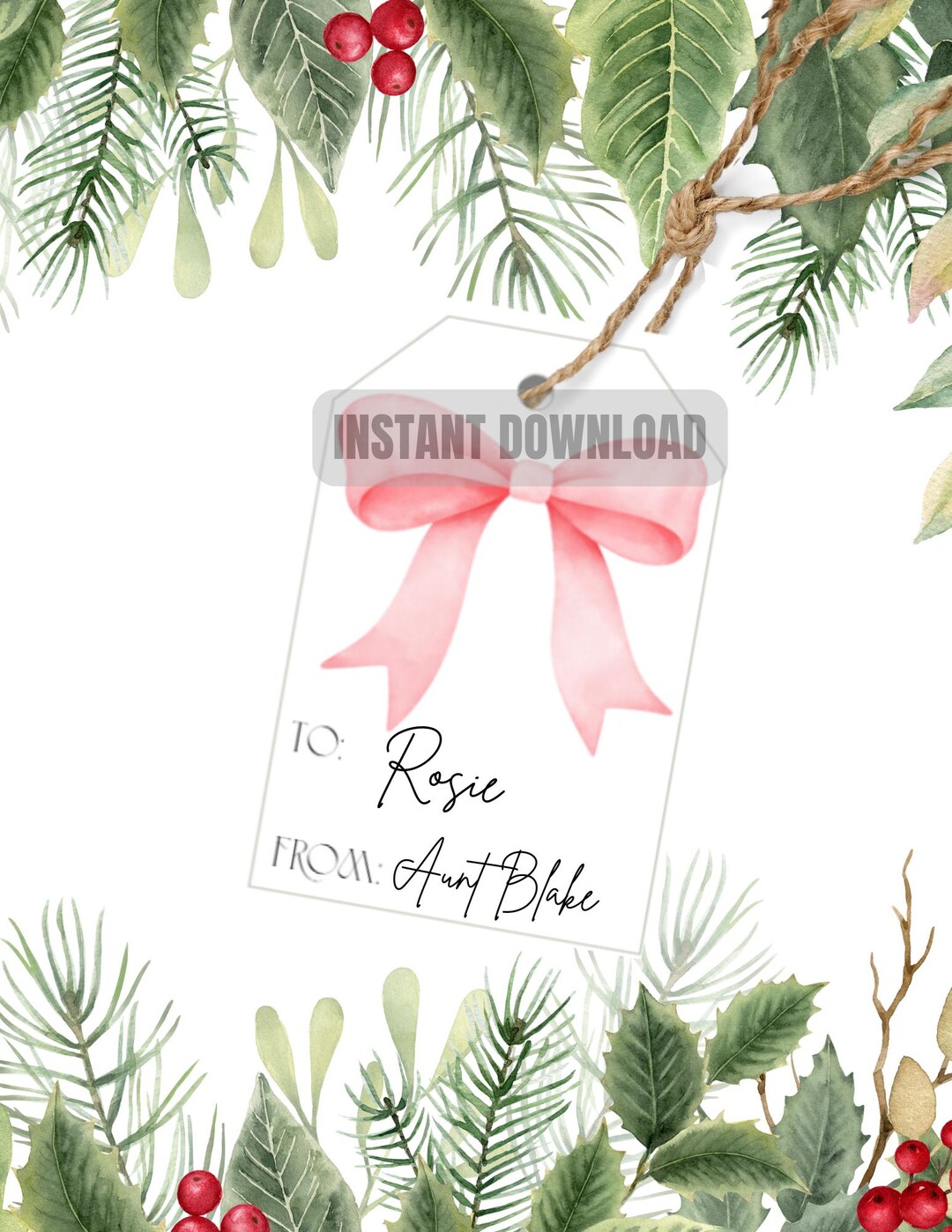 Girly Bow Theme Gift Tags - 8 Designs - Etsy