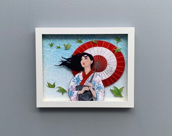 Japanese 3d Geisha Shadow Box Art - Etsy