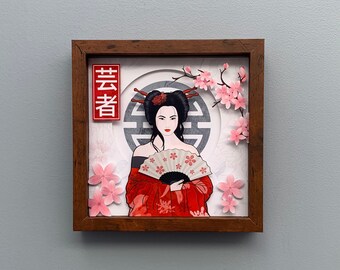 Japanese 3d Geisha Shadow Box Art - Etsy