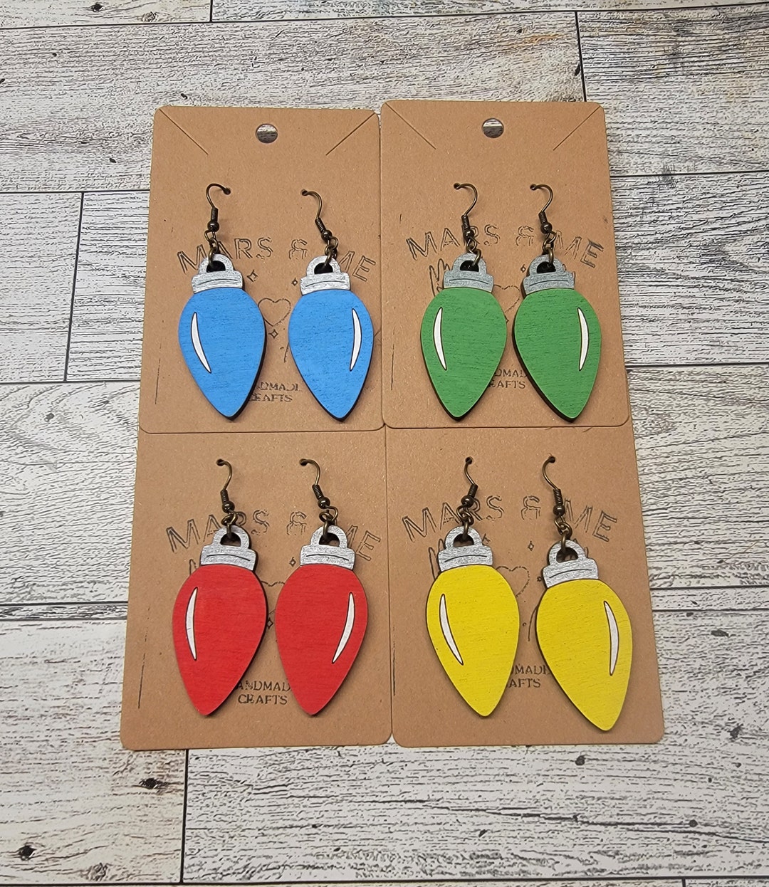 Wood Christmas Light Earrings - Etsy