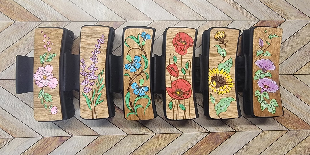 Floral Claw Clips 4 Inch - Etsy