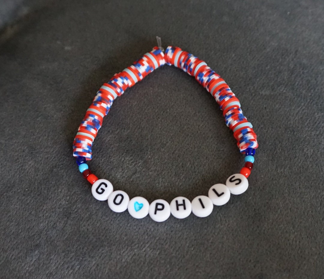 Go Phils- Philadelphia Phillies Beaded Letter Bracelet - Etsy