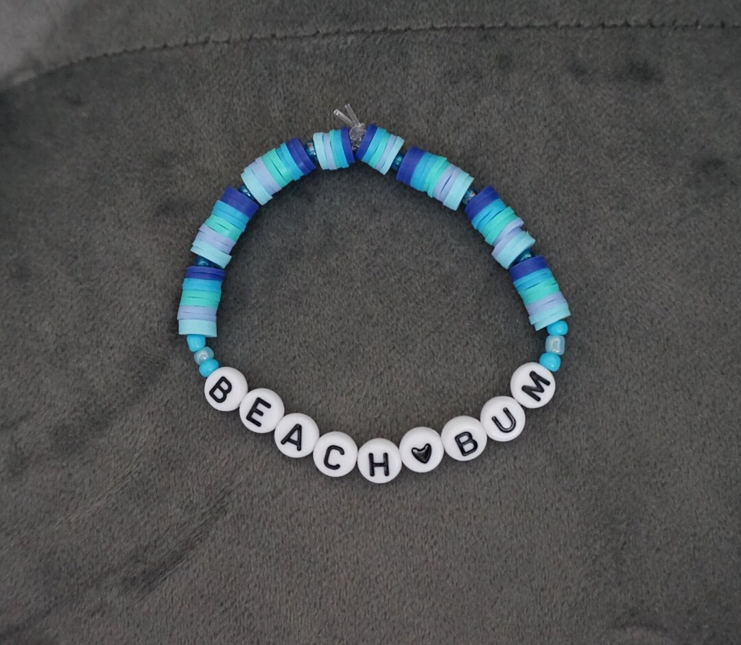 Beach Bum-word Bracelet - Etsy