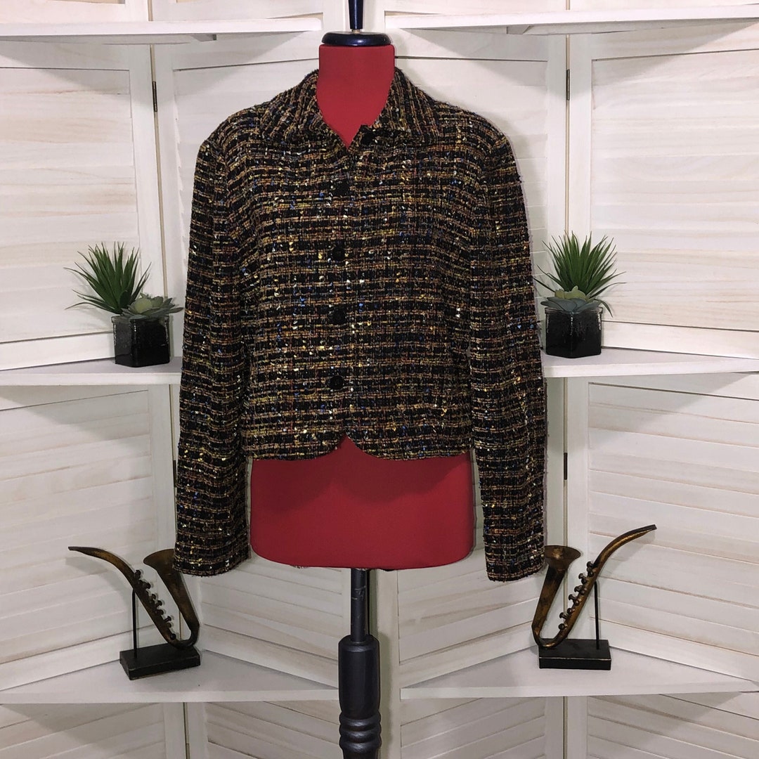 Emil Ritenberg Vintage 90s Emily Inparis Style Brown Tweed Blazer Coat ...