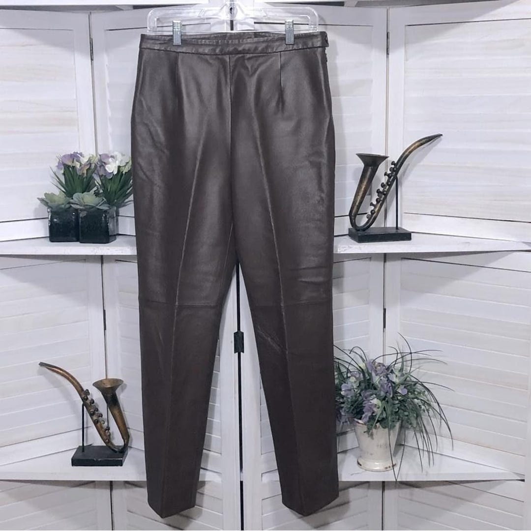 Vintage Y2K Clio Genuine Leather Dark Brown High Rise Straight Legs ...