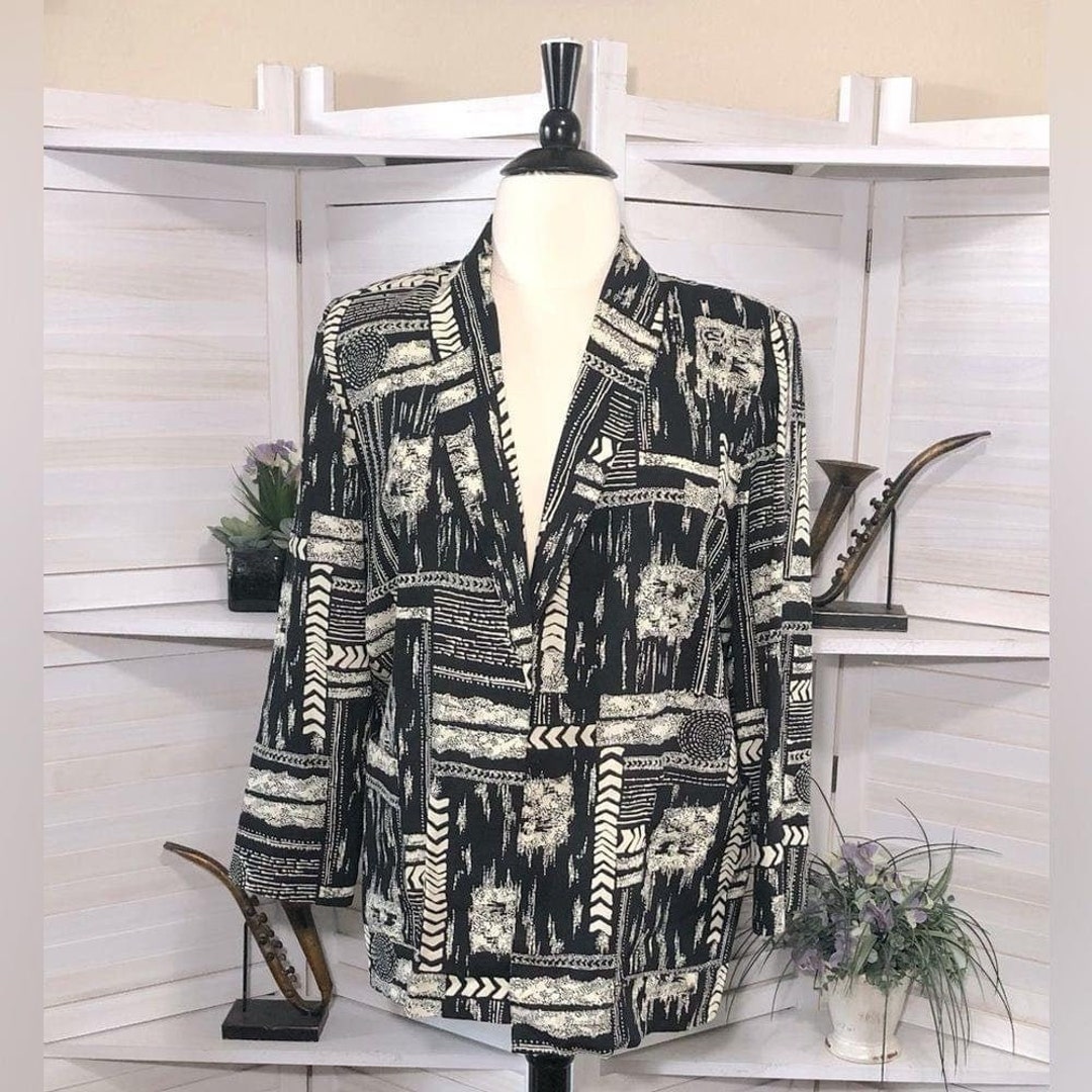 Vintage 90s Avant Garde Black Cream Abstract Geometrical Art Pattern ...