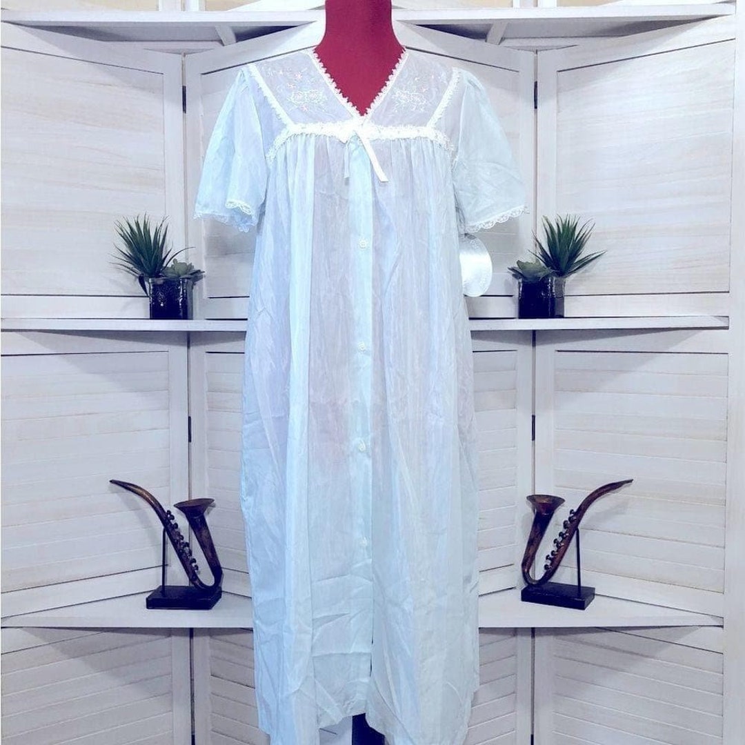 Nwtcharacter Vintage 80s 90s Baby Blue Laceshort Sleeves Slip Nightgown ...
