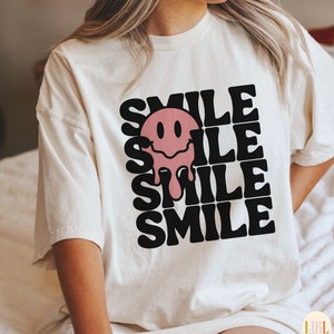 Dripping Smiley Face Smile Tee Shirt Comfort Colors® Smiley - Etsy