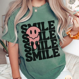 Dripping Smiley Face Smile Tee Shirt Comfort Colors® Smiley - Etsy