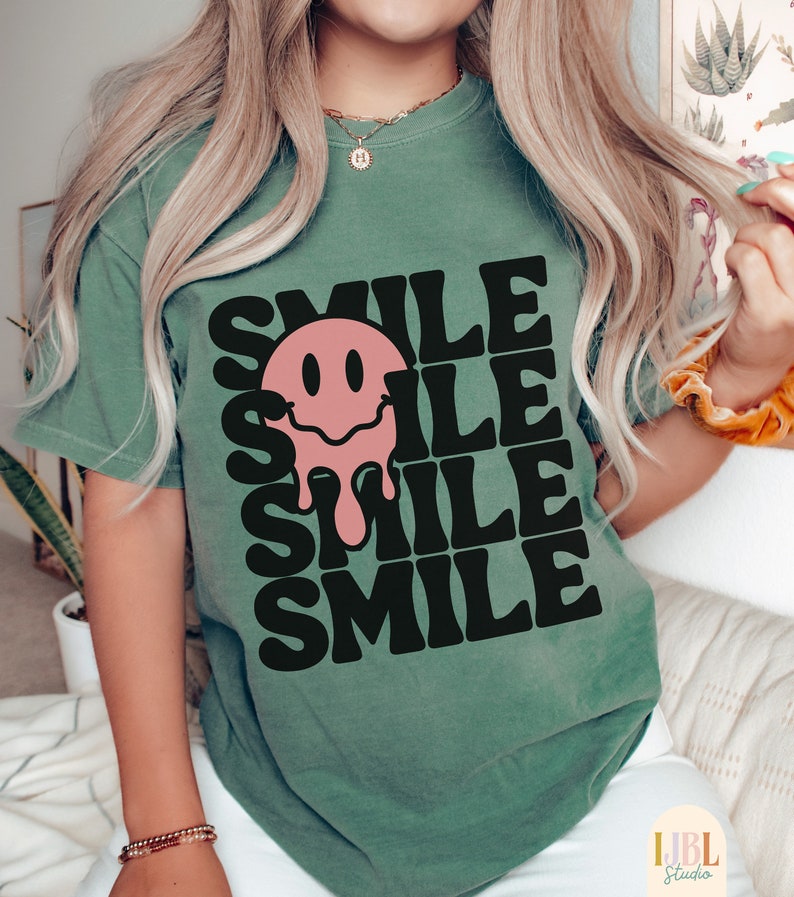 Dripping Smiley Face Smile Tee Shirt Comfort Colors® Smiley - Etsy