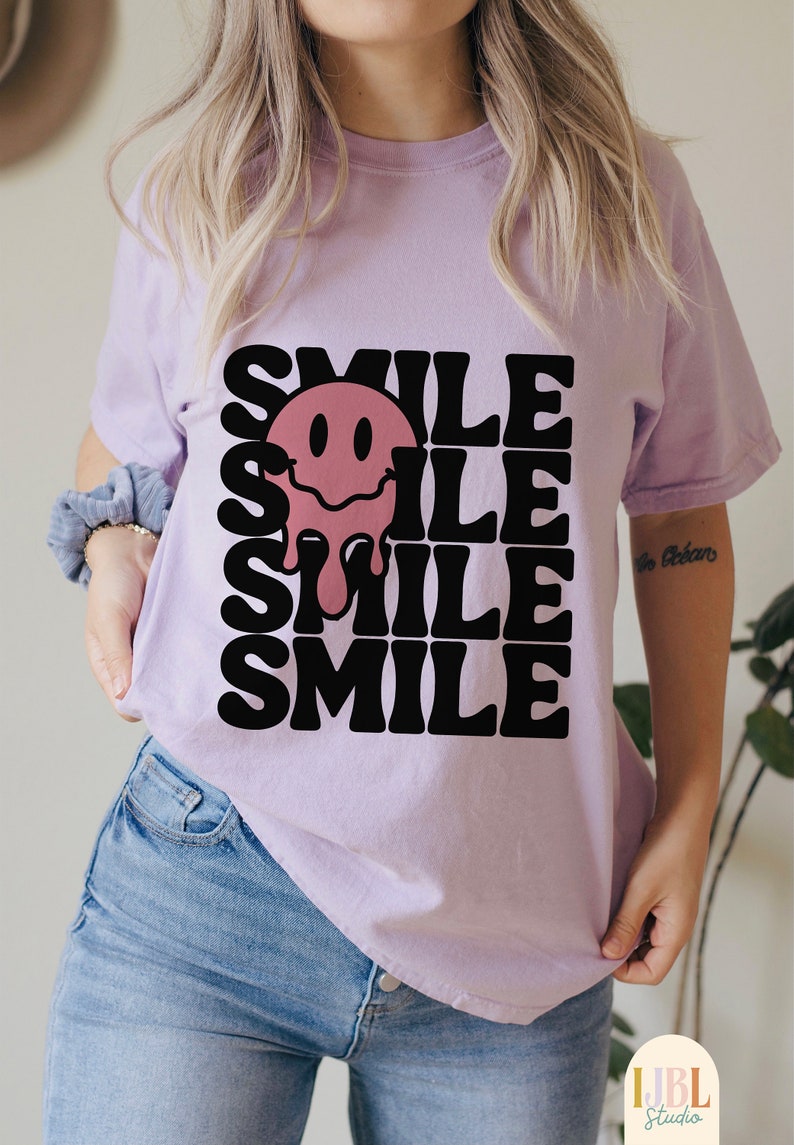 Dripping Smiley Face Smile Tee Shirt Comfort Colors® Smiley - Etsy
