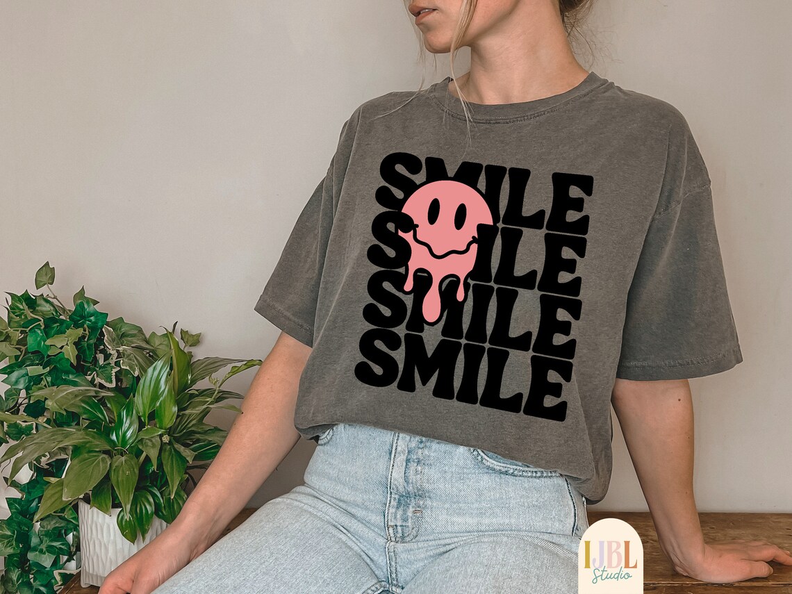 Dripping Smiley Face Smile Tee Shirt Comfort Colors® Smiley - Etsy