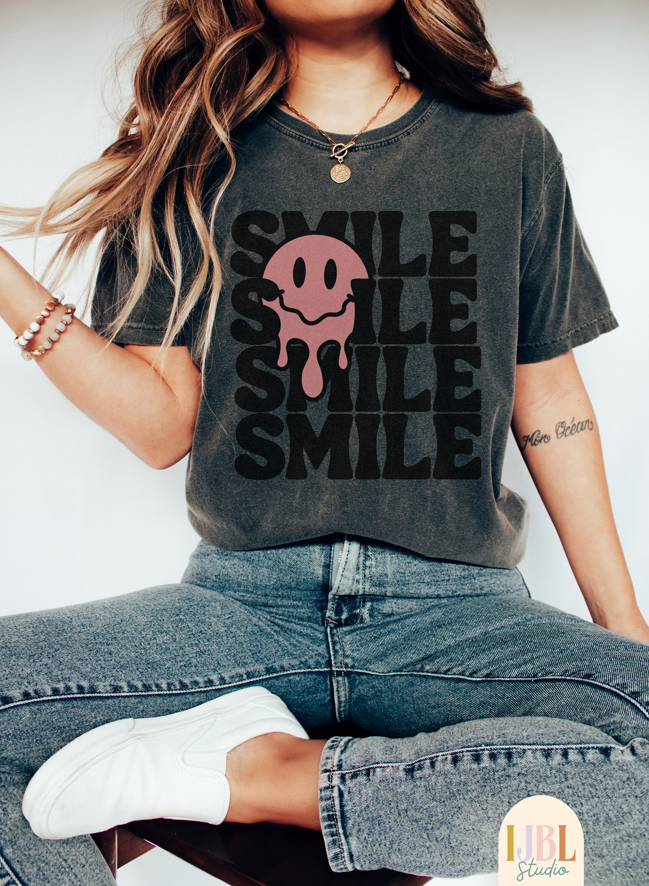 Dripping Smiley Face Smile Tee Shirt Comfort Colors® Smiley - Etsy
