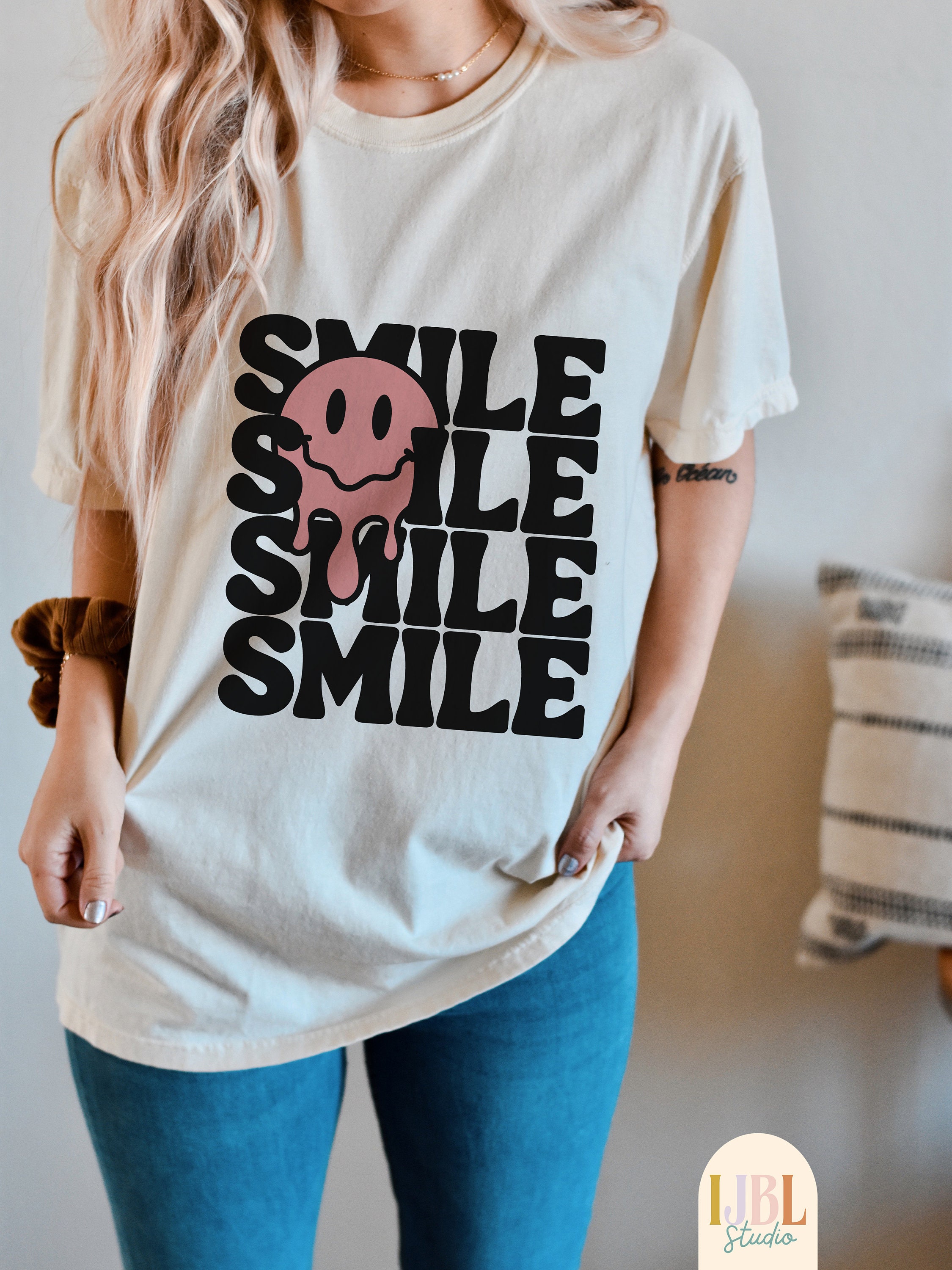 Dripping Smiley Face Smile Tee Shirt Comfort Colors® Smiley - Etsy
