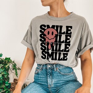 Dripping Smiley Face Smile Tee Shirt Comfort Colors® Smiley - Etsy