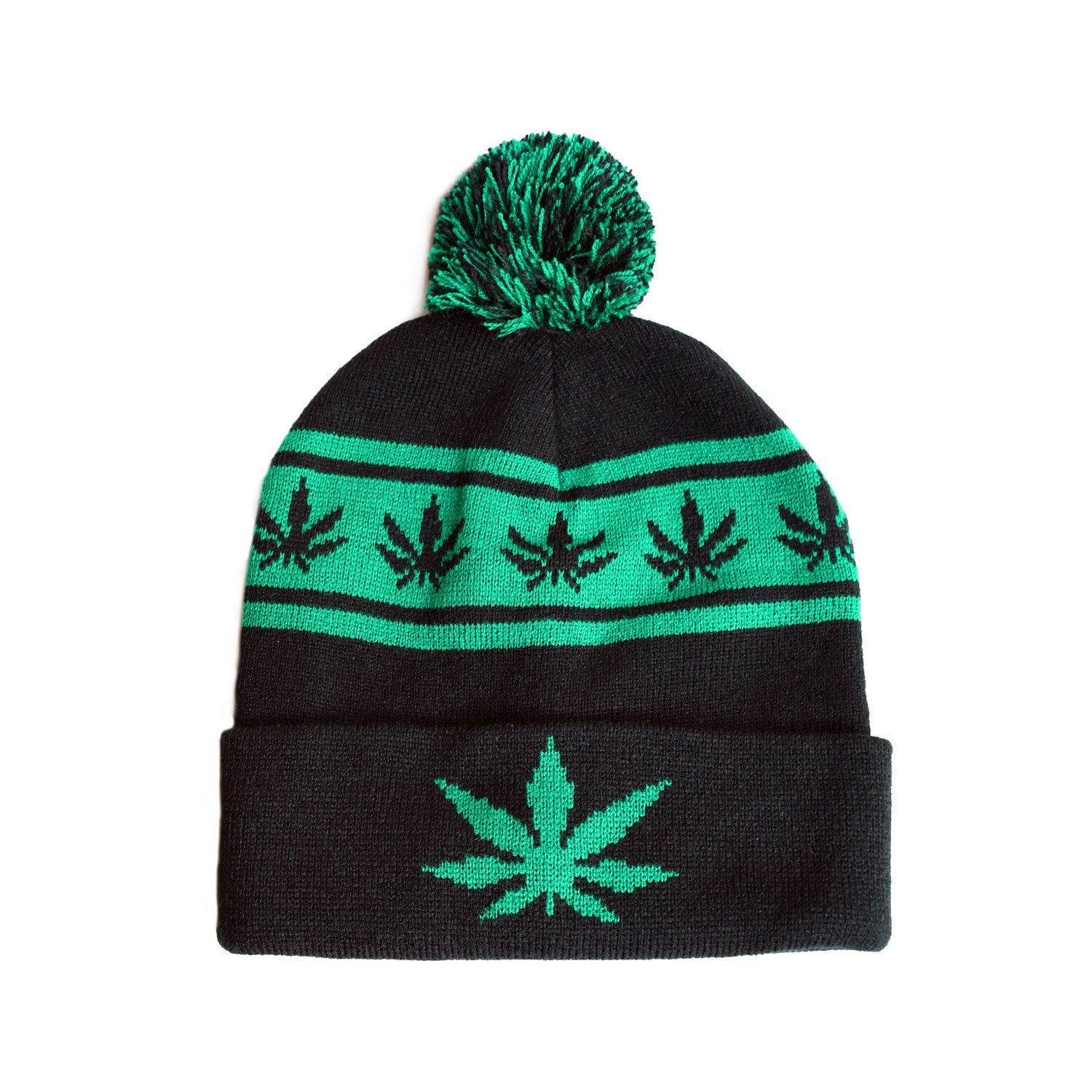 Weed Leaf Black and Green Beanie Cap Marijuana Hat Cannabis Clothing - Etsy