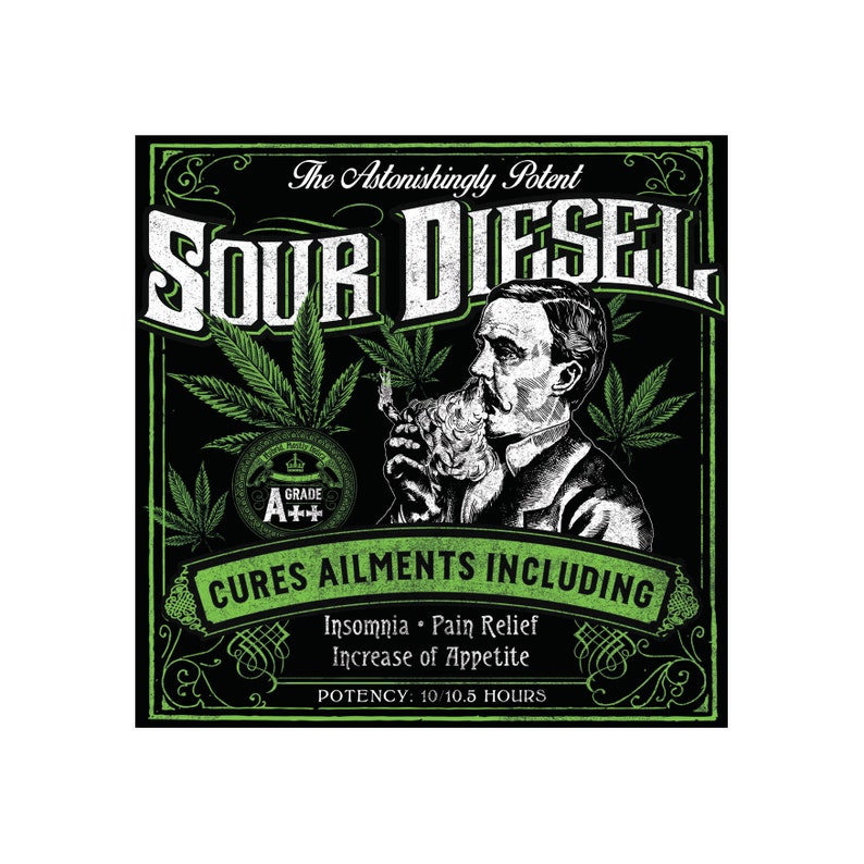 Sour Diesel Weed Strain Sticker Marijuana Sticker Cannabis Decoration ...