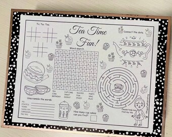 Tea Party Activity Sheet - Etsy