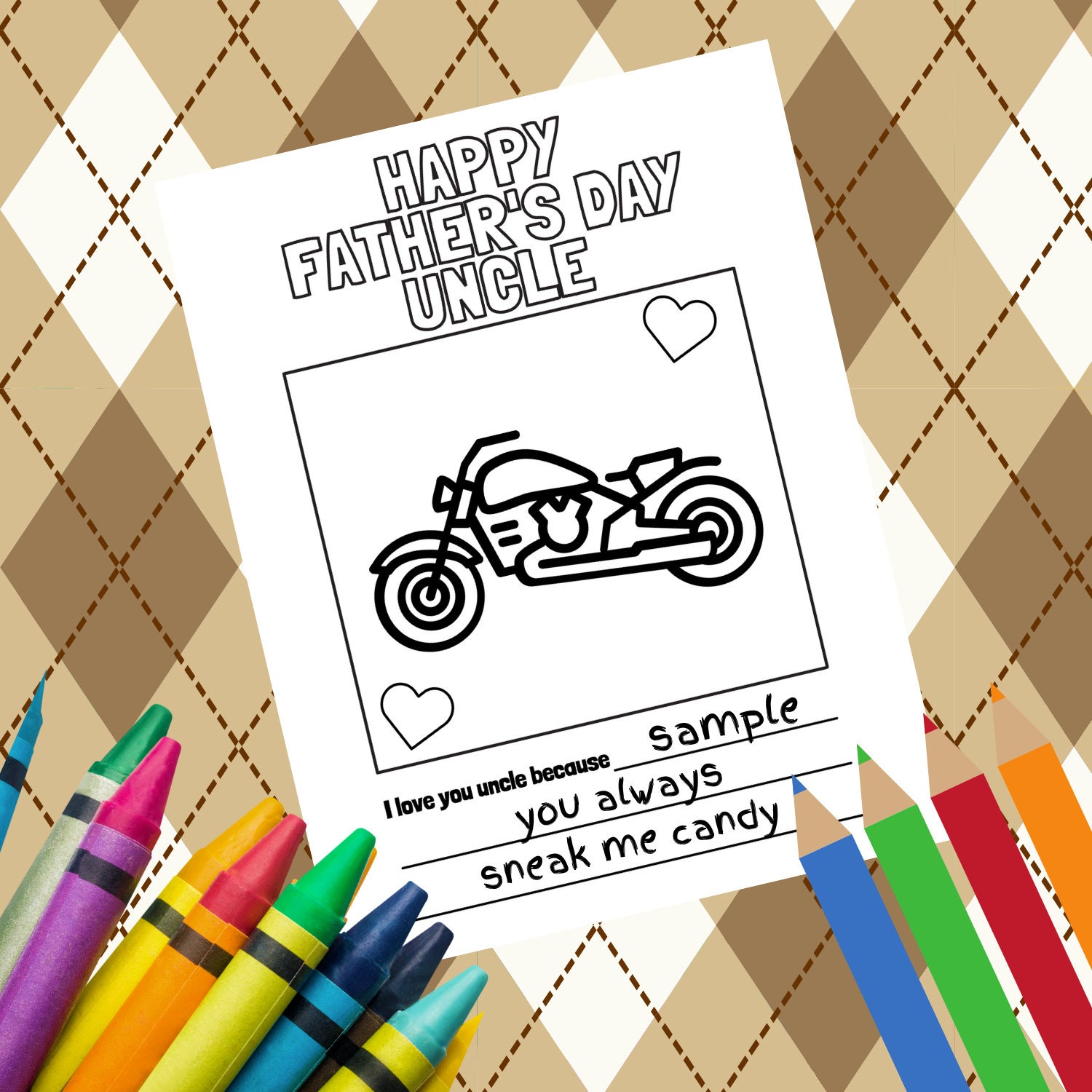 Uncle Card Gift Father's Day Gift Coloring Page, I Love My Uncle ...