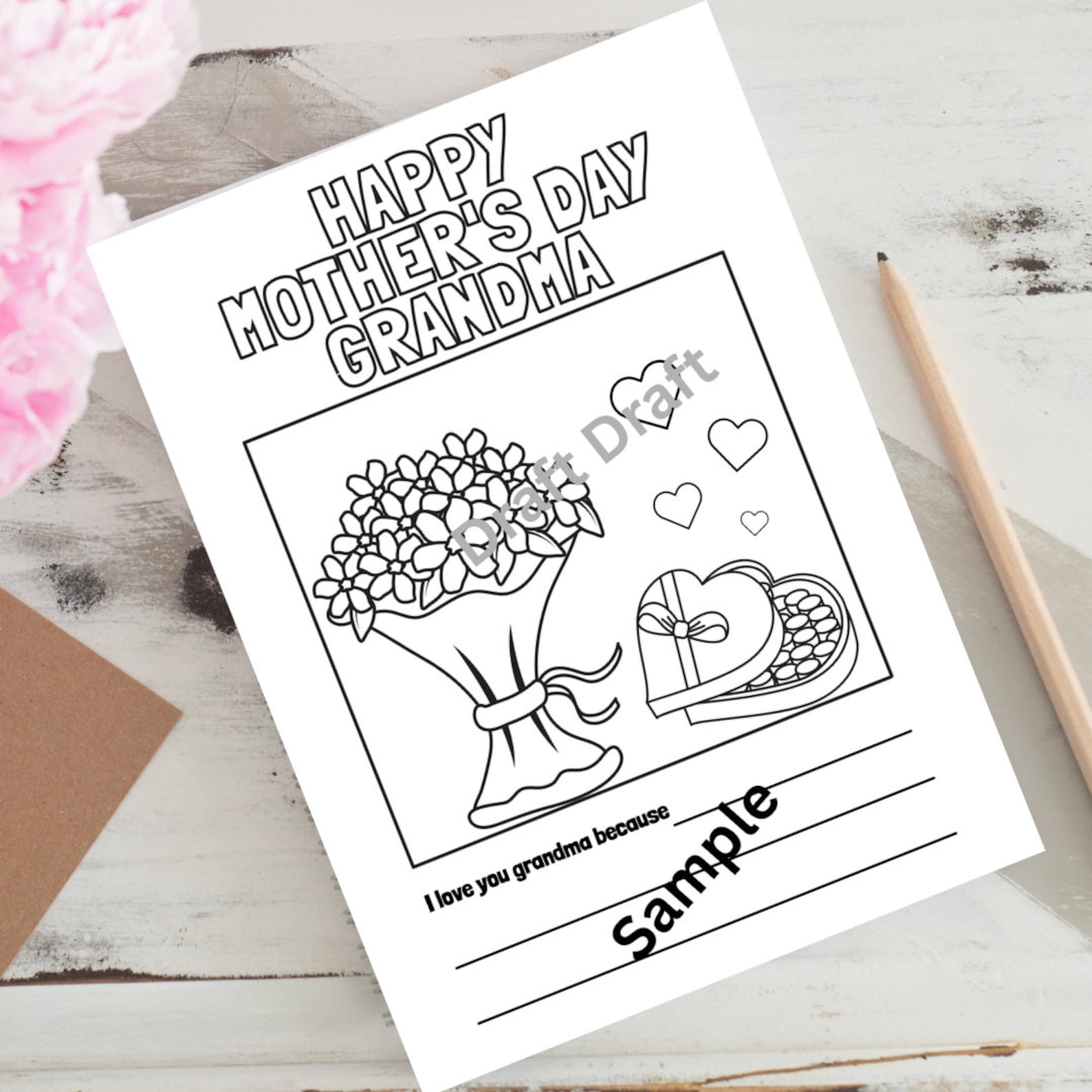 Happy Mother's Day Grandma Coloring and Fill in Page for Children - Etsy