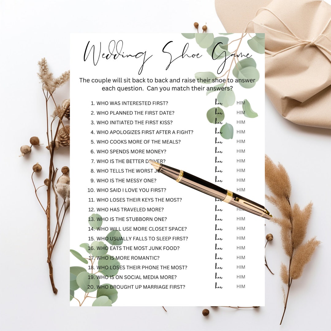 SHIPPED Couples Wedding Shoe Game, SHIPPED Wedding Shower Game, Guess ...