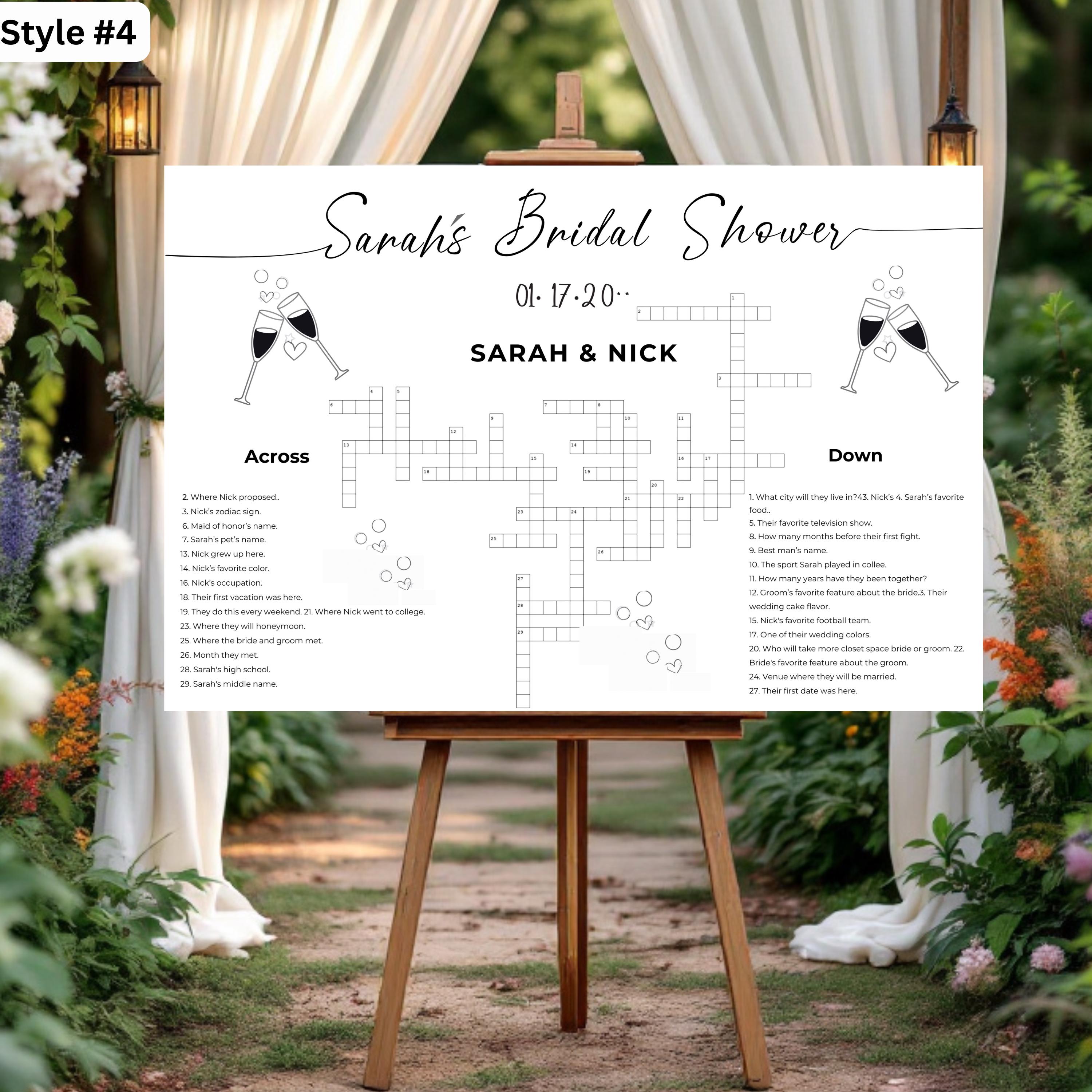 Custom Wedding Crossword Puzzle: Dry Erase Sip and Solve Sign - Etsy