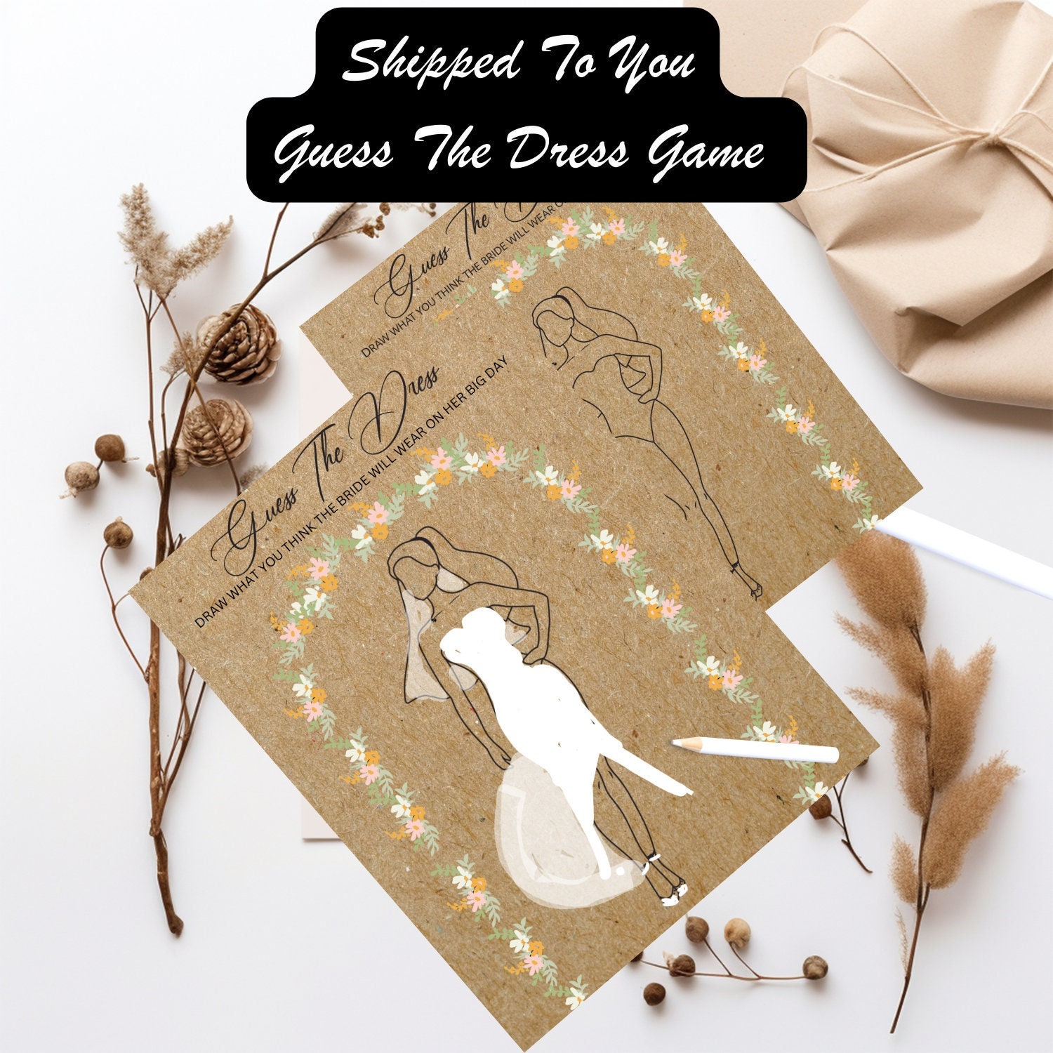 PRINTED Bridal Shower Game, Guess the Dress Bridal Shower Game, Gues ...