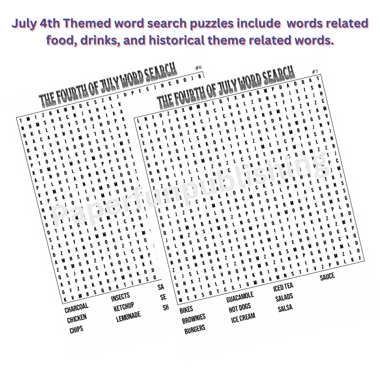 July the 4th Word Searches 10 Printable Instant Download Puzzles, 4th ...