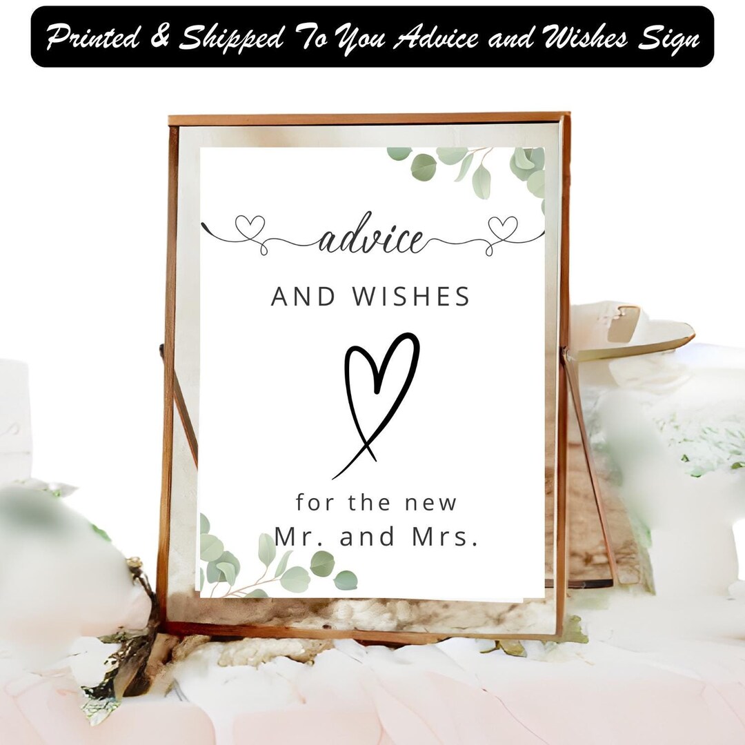 Advice and Wishes Sign 8x 10 | PRINTED Wedding Wishes Sign | Advice for ...