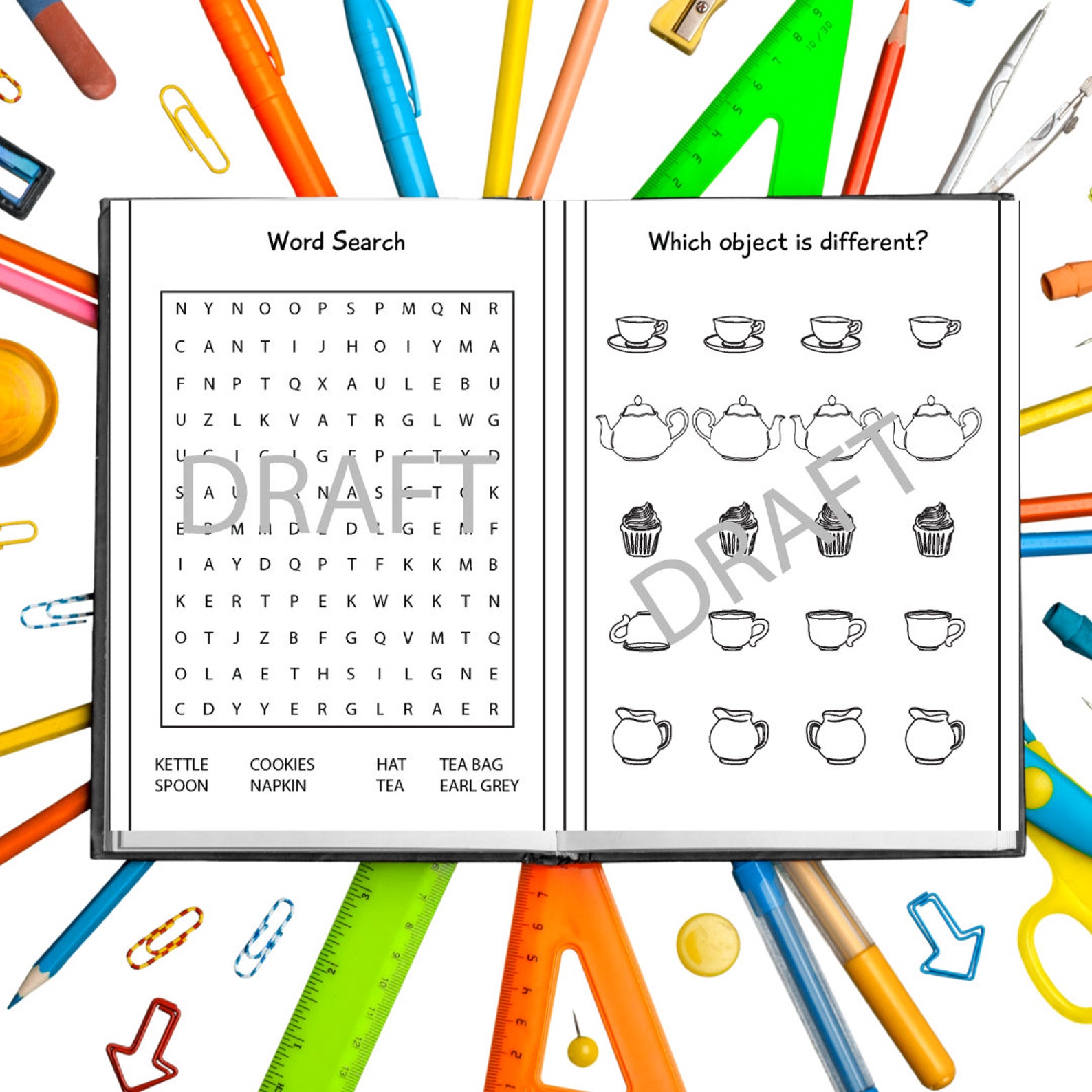 Custom Tea Party Activity Book: Personalized Coloring Game (instant ...