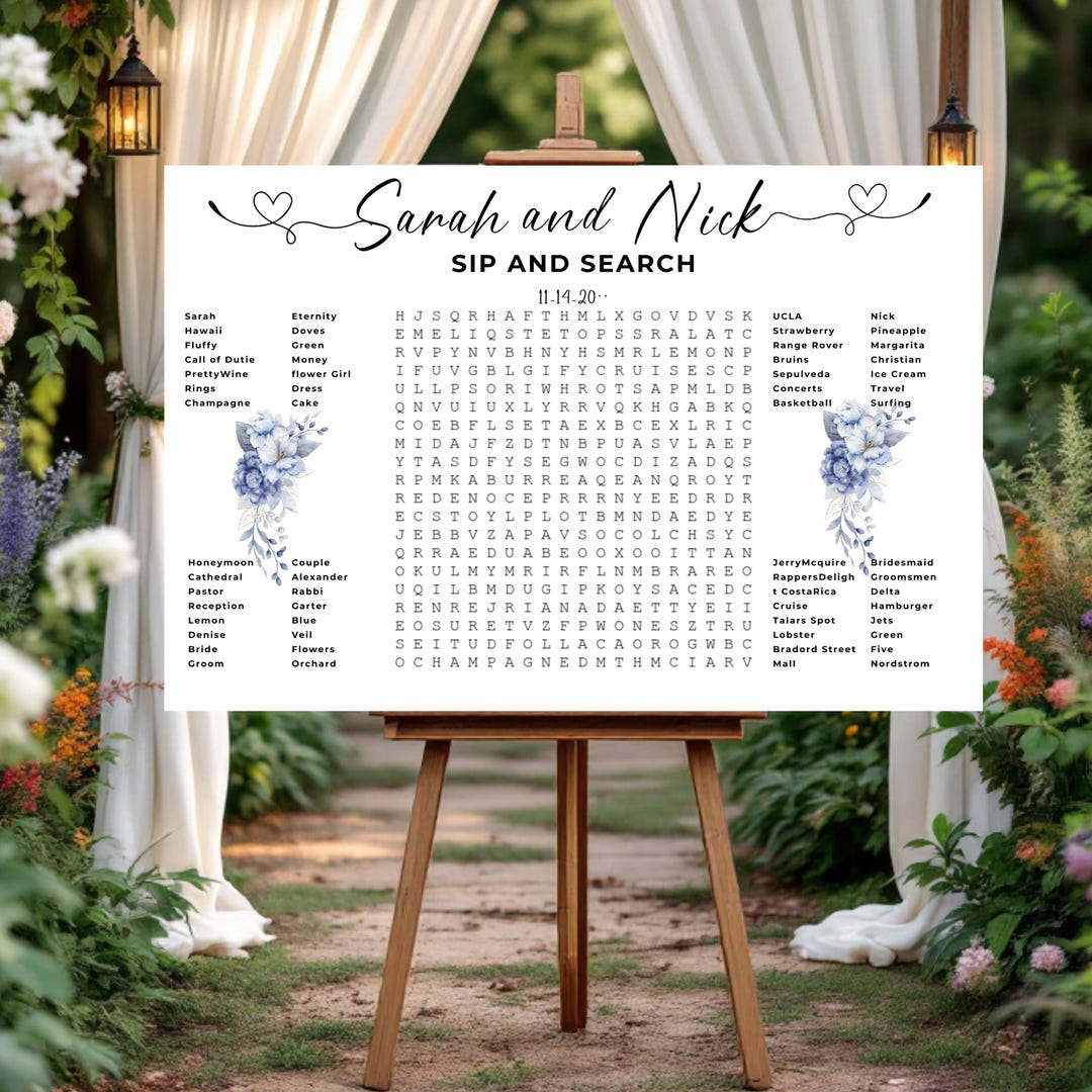 Wedding Word Search Puzzle: Sip and Solve Dry Erase Sign - Etsy Australia