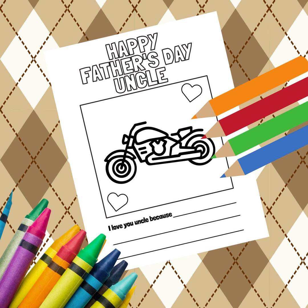 Uncle Card Gift Father's Day Gift Coloring Page, I Love My Uncle ...