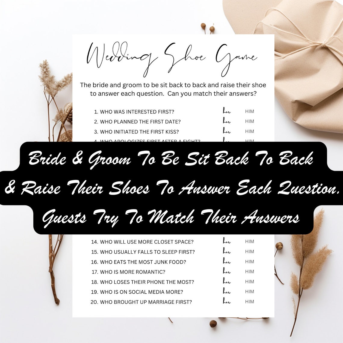 PRINTED Couples Guess Who Game, Guess Who Game, PRINTED Bridal Shower ...