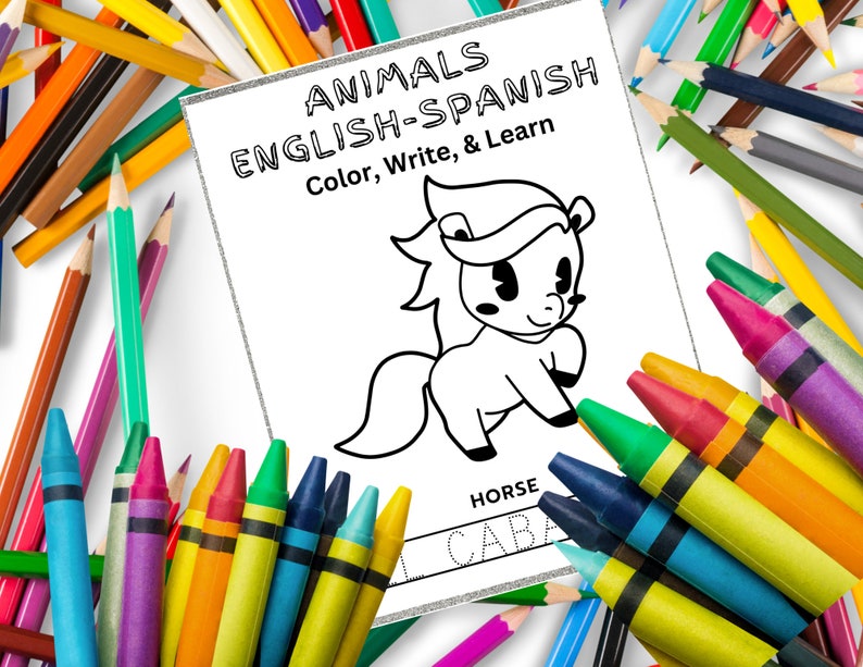 Animal Coloring Page: English & Spanish Handwriting Practice (instant ...