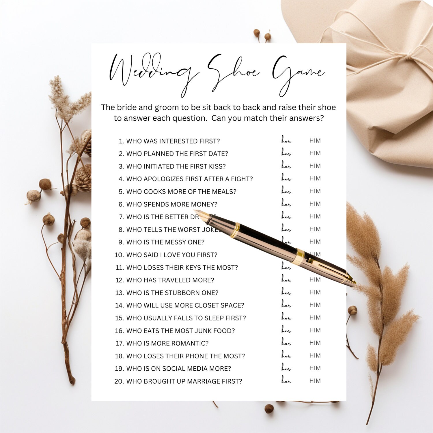 PRINTED Couples Guess Who Game, Guess Who Game, PRINTED Bridal Shower ...