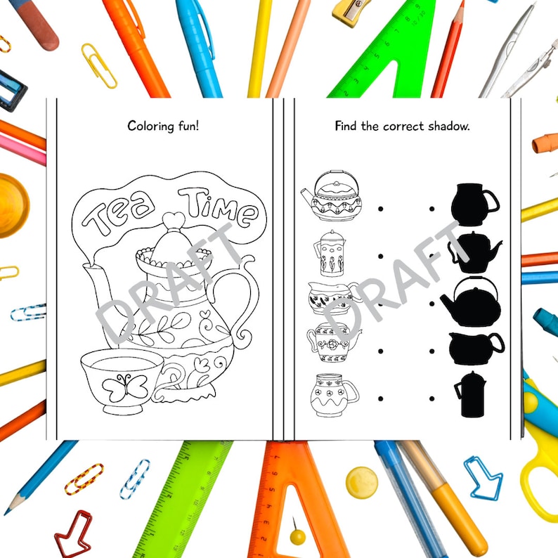 Tea Party Games: Kids Activity & Coloring Book (printable) - Etsy