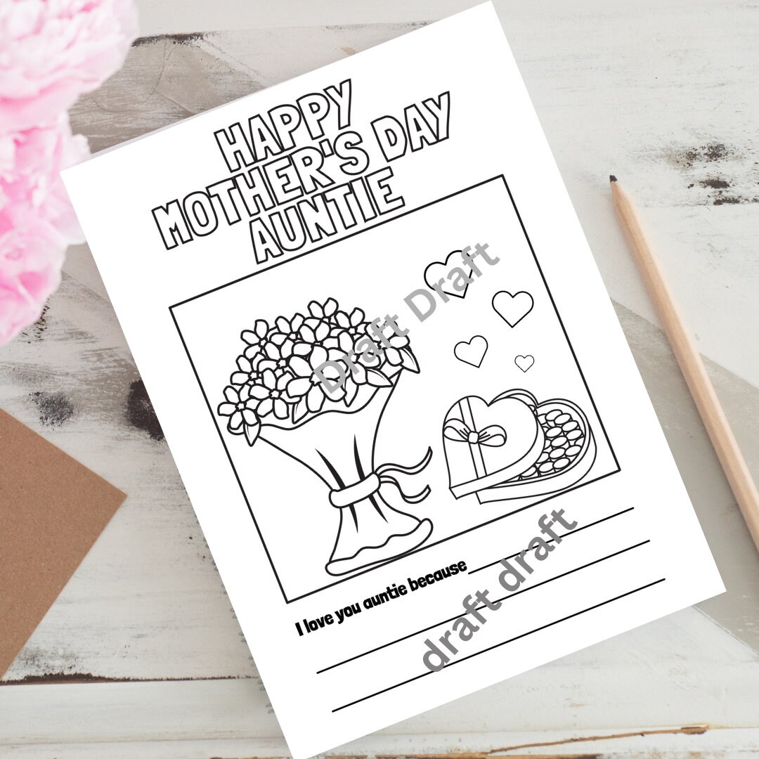 Happy Mother's Day Auntie Coloring and Fill in Page for Children - Etsy