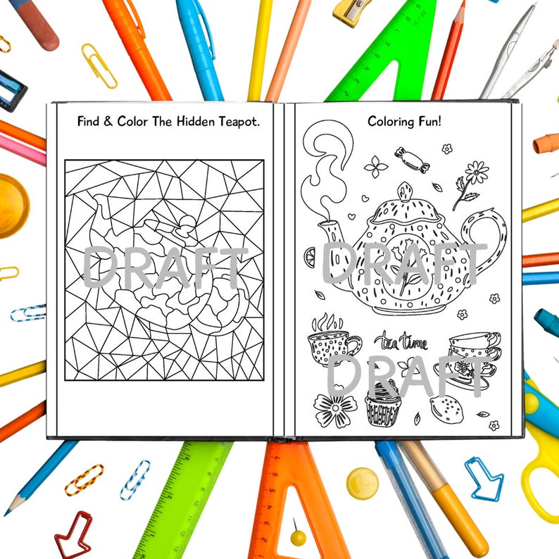Custom Tea Party Game, Kids Tea Party Game, Tea Party Coloring Activity ...
