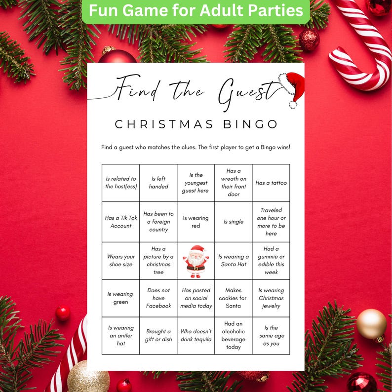 Christmas Find the Guest Bingo Game: Printed Holiday Icebreaker - Etsy