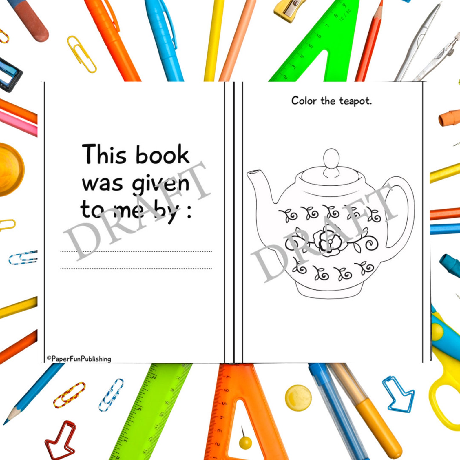 Custom Tea Party Activity Book: Personalized Coloring Game (instant ...