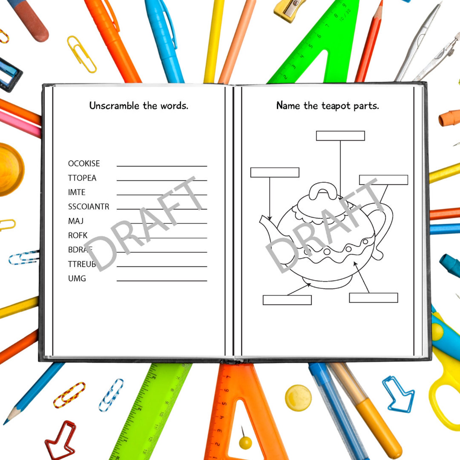 Custom Tea Party Activity Book: Personalized Coloring Game (instant ...