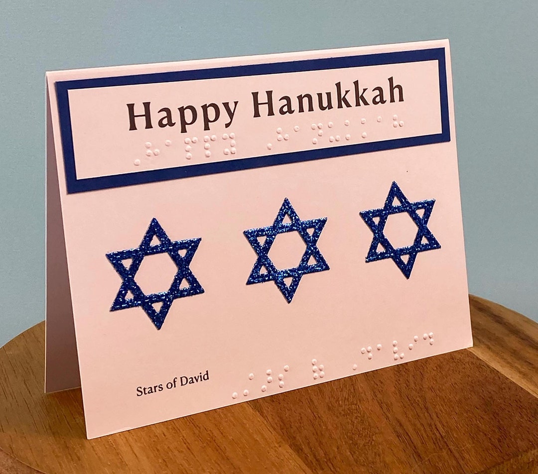 Customizable Braille Hanukkah Card With Tactile Glittery Stars of David ...